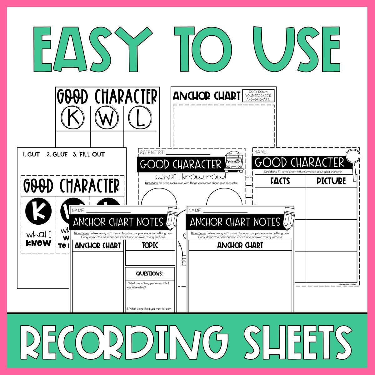 Character Education, Good Citizenship and Social Skills Anchor Charts ...