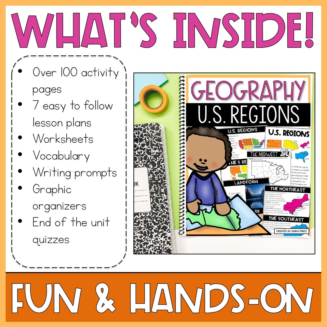 US Geography Worksheets | 5 Regions of the United States Lessons and ...