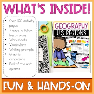 US Geography Worksheets | 5 Regions of the United States Lessons and ...
