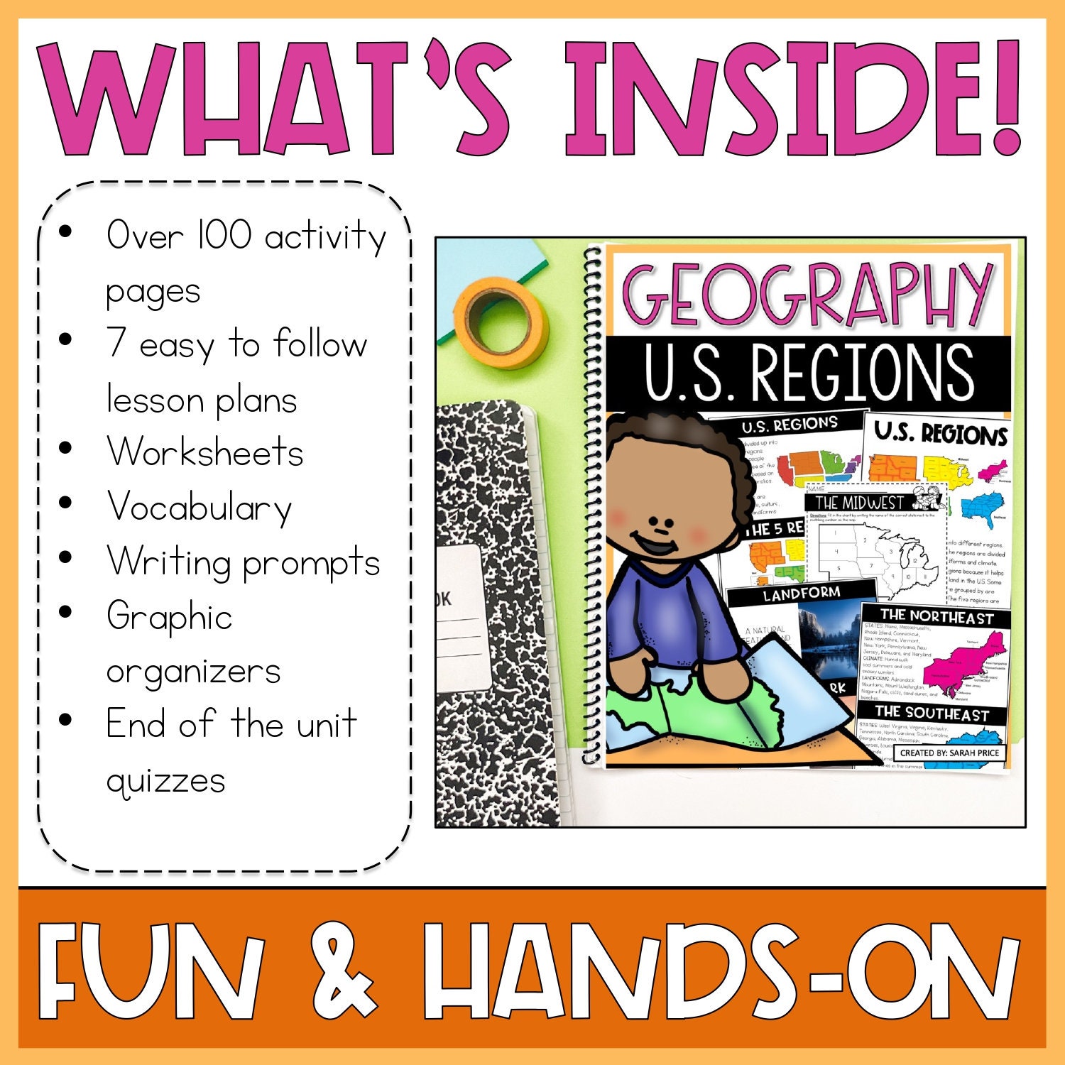 US Geography Worksheets | 5 Regions of the United States Lessons and ...