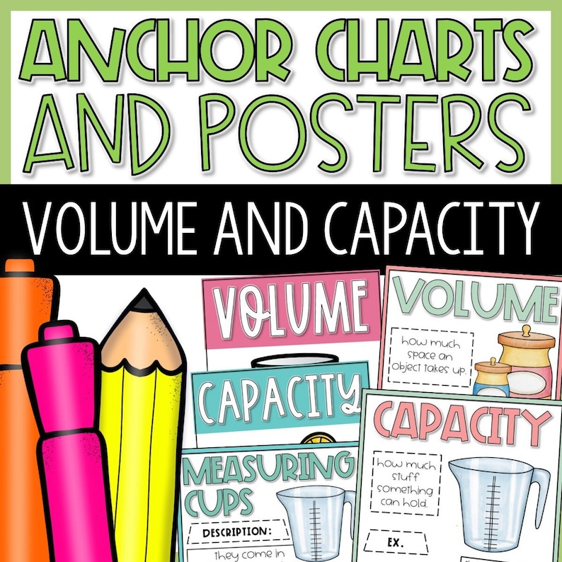 Measuring Capacity and Liquid Volume Anchor Charts and Science Posters ...