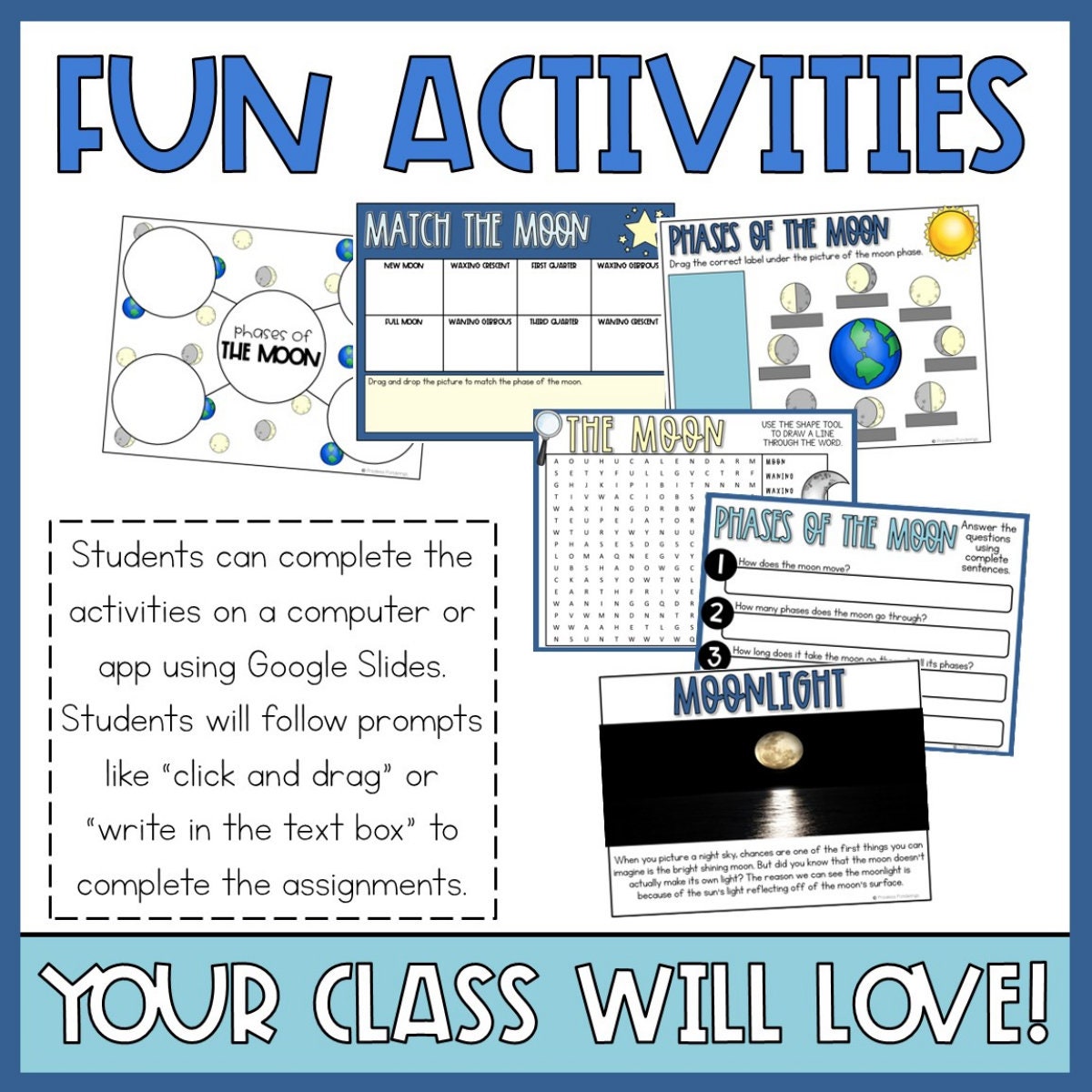 Phases of the Moon Unit - 2nd and 3rd Grade Science Digital Activities ...