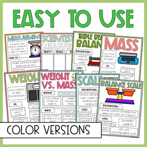 Measurement Activities Measuring Mass and Weight Anchor Charts and ...