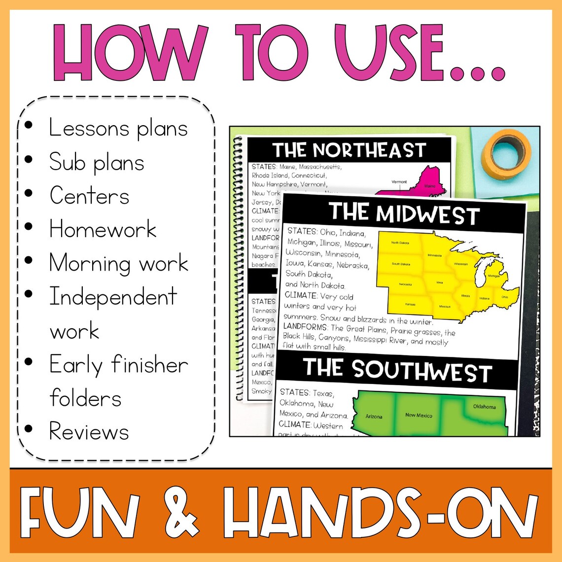 US Geography Worksheets | 5 Regions of the United States Lessons and ...