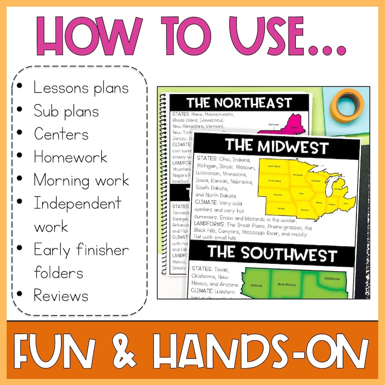 US Geography Worksheets | 5 Regions of the United States Lessons and ...