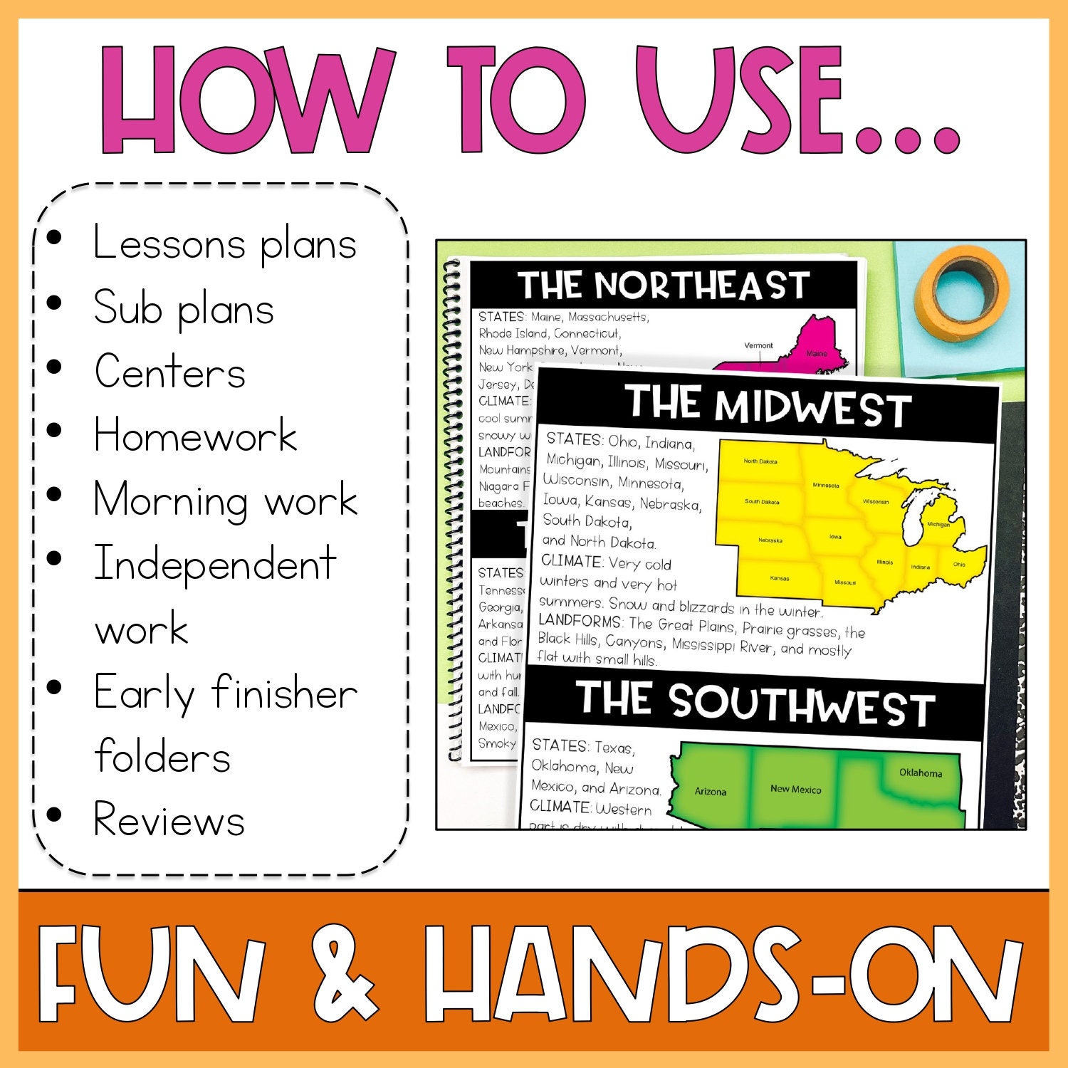 US Geography Worksheets | 5 Regions of the United States Lessons and ...