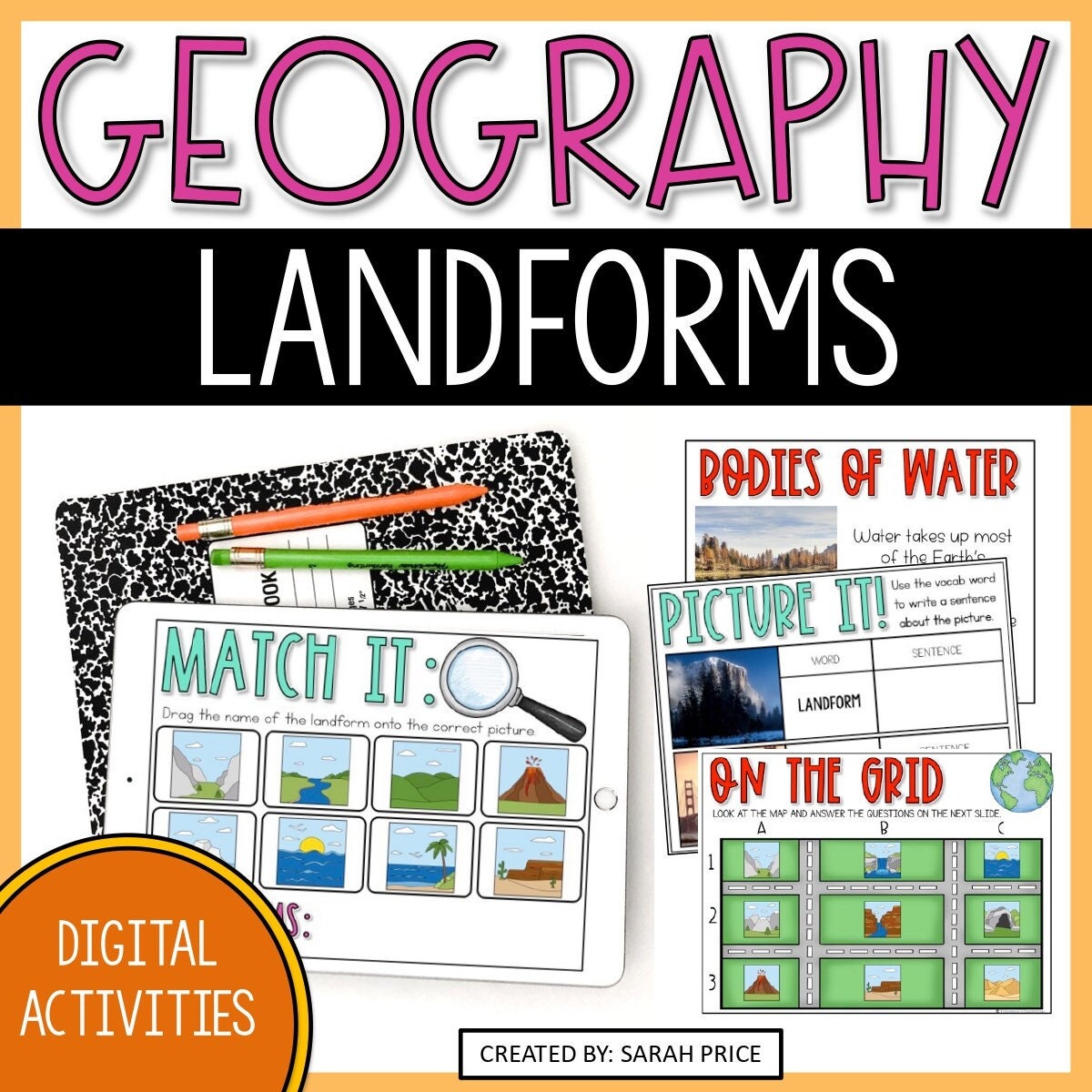 Landforms Bodies of Water Digital Activities - 2nd & 3rd Grade ...