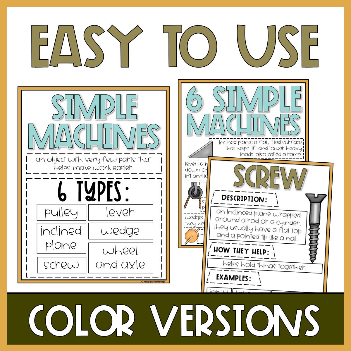 2nd & 3rd Grade Science Posters Simple Machines Anchor Charts - Etsy