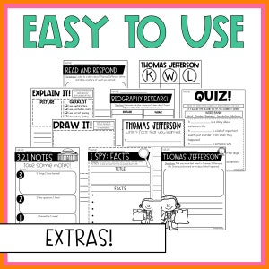 Thomas Jefferson Activities and History Worksheets Pack - Etsy