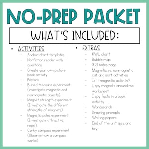 2nd & 3rd Grade Science Magnets Unit - Magnetism Activities, Science ...