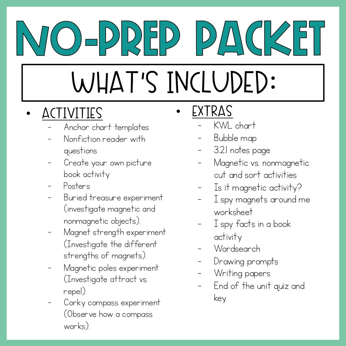 2nd & 3rd Grade Science Magnets Unit - Magnetism Activities, Science ...