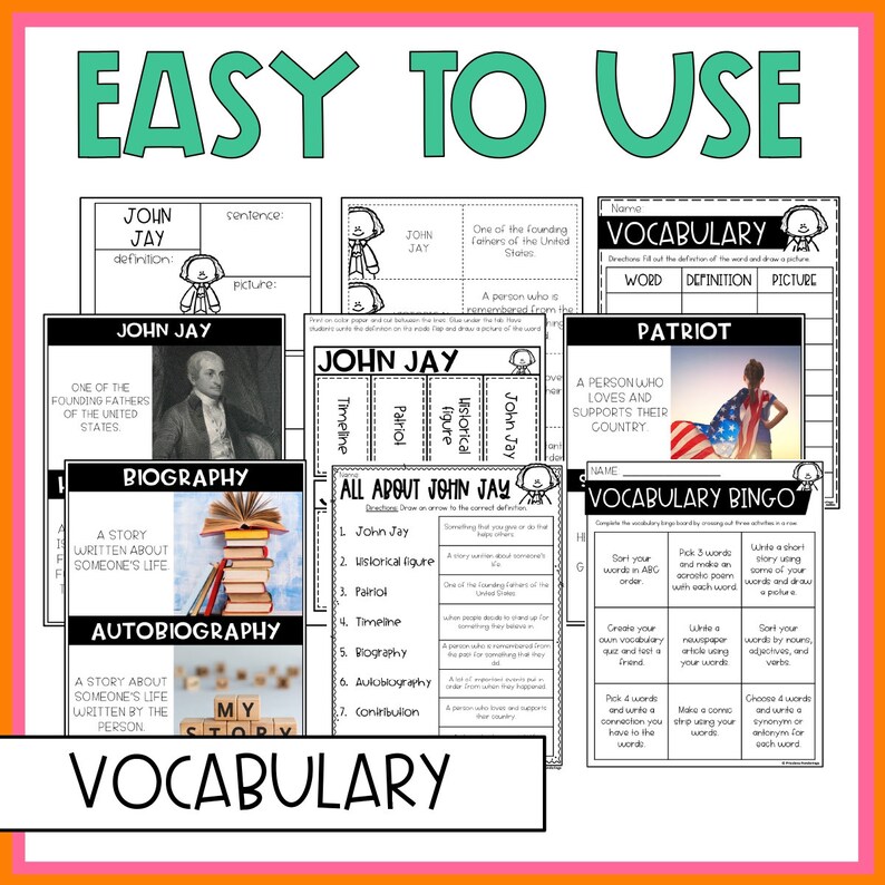 Founding Fathers John Jay Biography Activities and History Worksheets ...