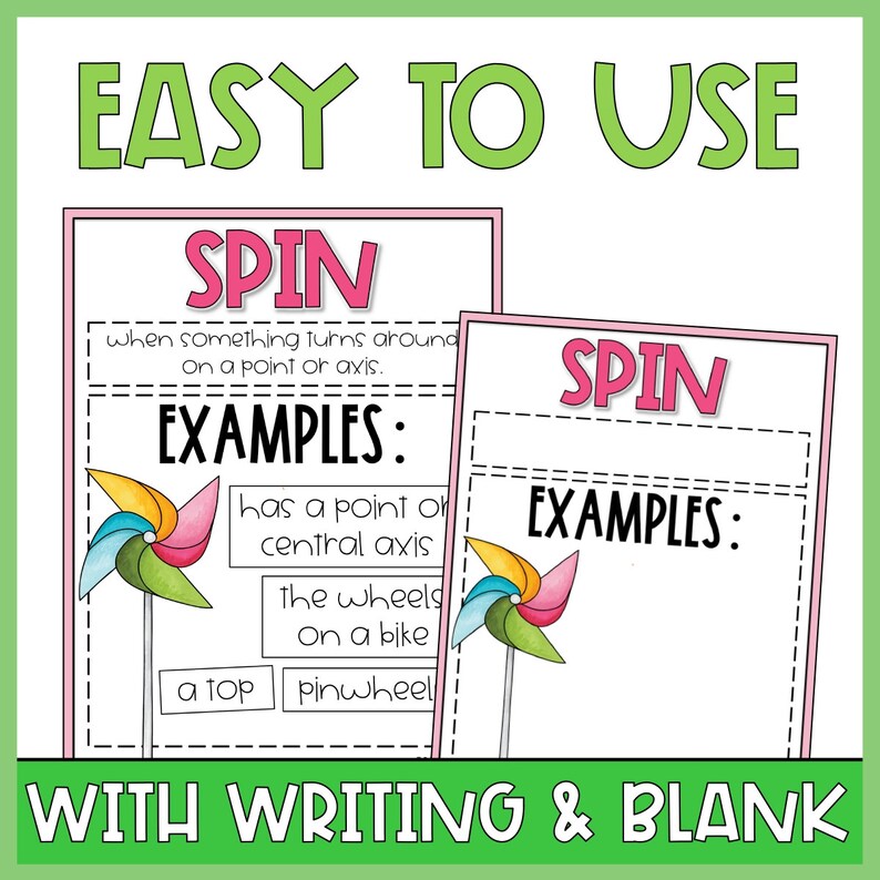 Patterns of Movement | Slide Spin and Roll Science Anchor Charts and ...