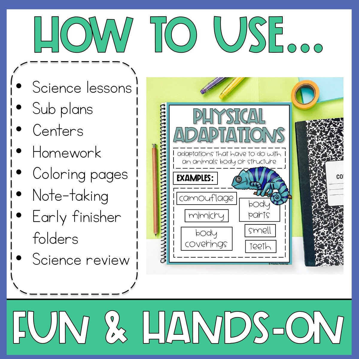 Animal Adaptations Science Anchor Charts and Life Science Posters for ...