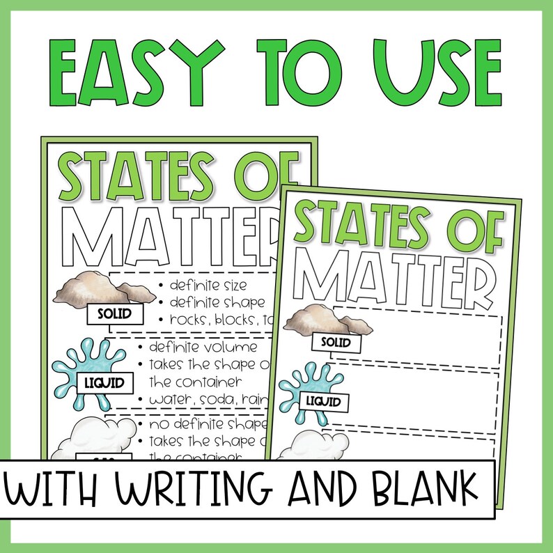 States of Matter Anchor Charts | States of Matter Worksheets Science ...