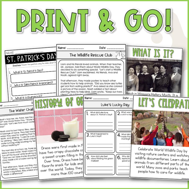 2nd Grade Reading Comprehension Passages With Questions | March Themed ...