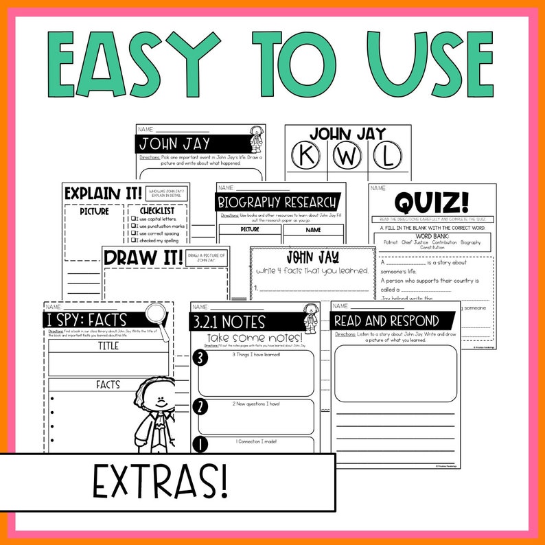 Founding Fathers John Jay Biography Activities and History Worksheets ...