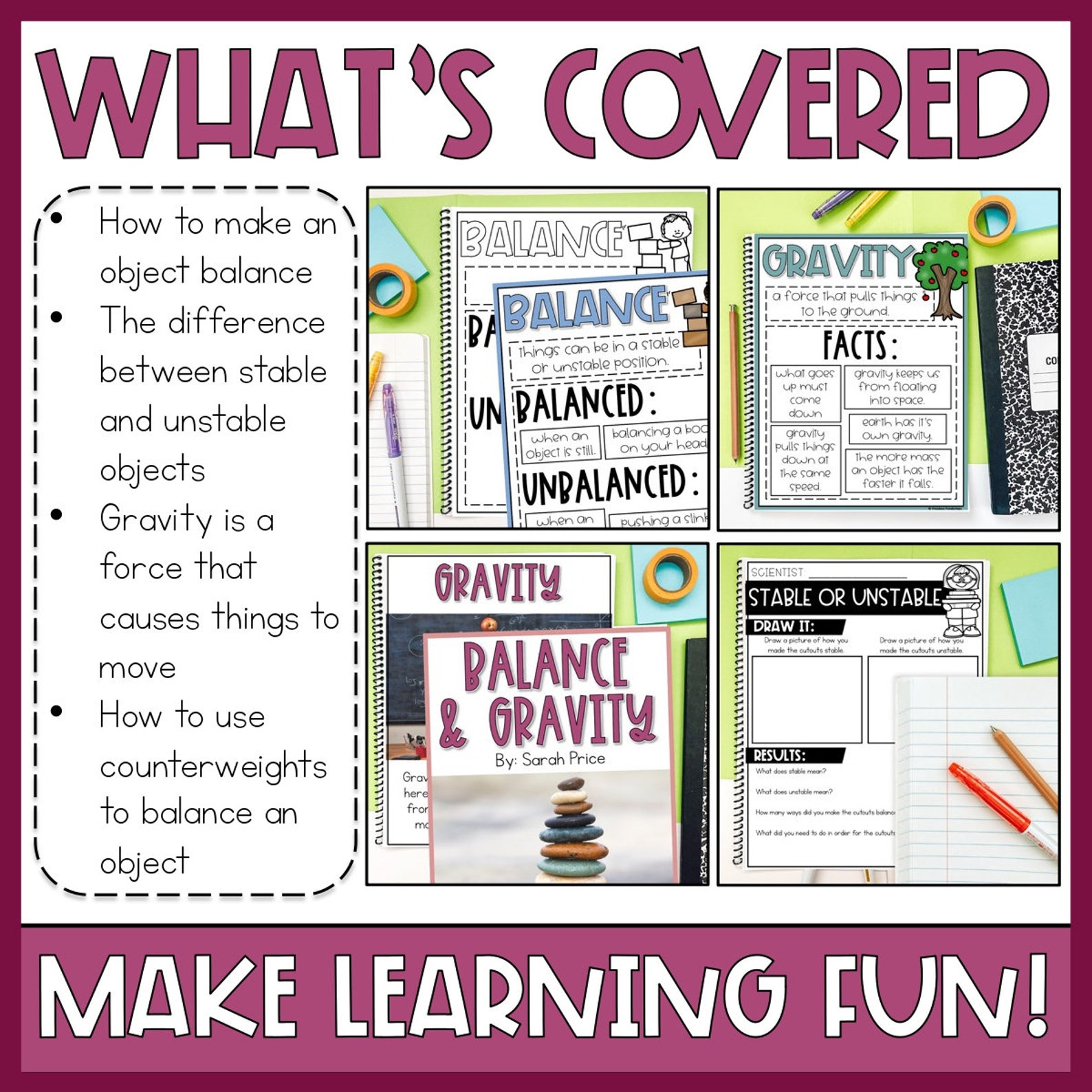 Gravity and Balance Activities, Lessons, Worksheets - 2nd & 3rd Grade ...