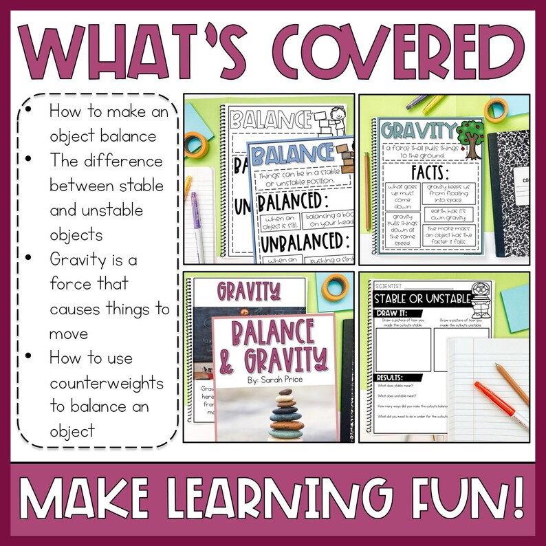 Gravity and Balance Activities, Lessons, Worksheets - 2nd & 3rd Grade ...