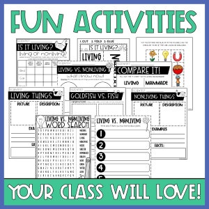 1st & 2nd Grade Life Science Worksheets | Living and Non-living Things ...
