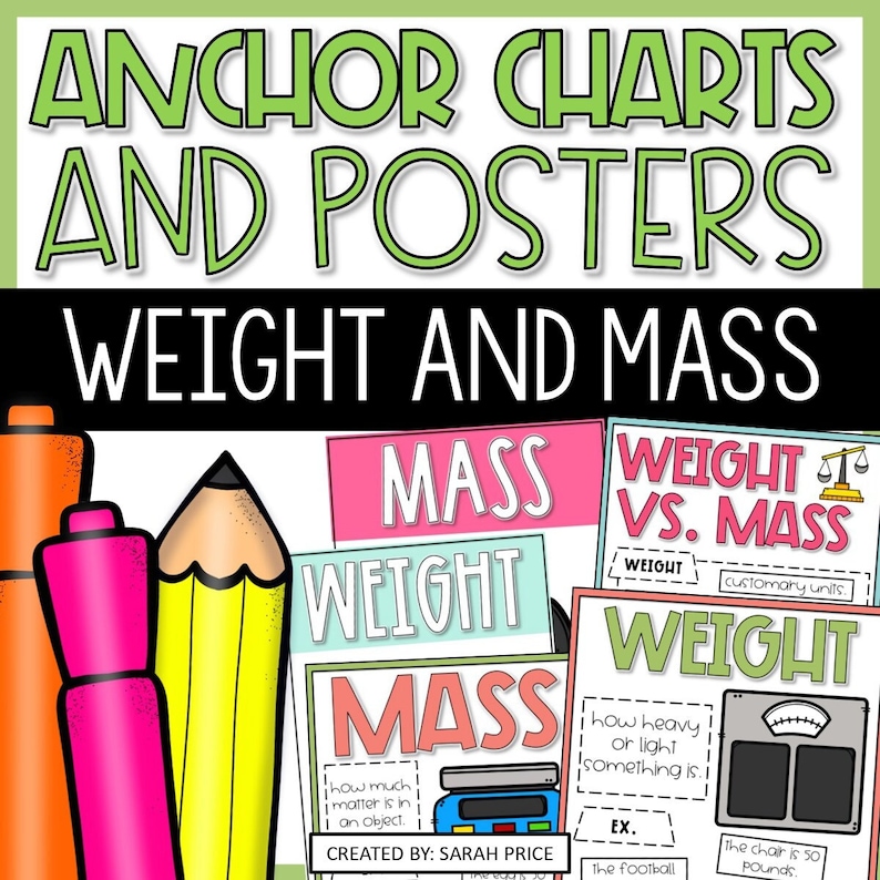 Measurement Activities Measuring Mass and Weight Anchor Charts and ...