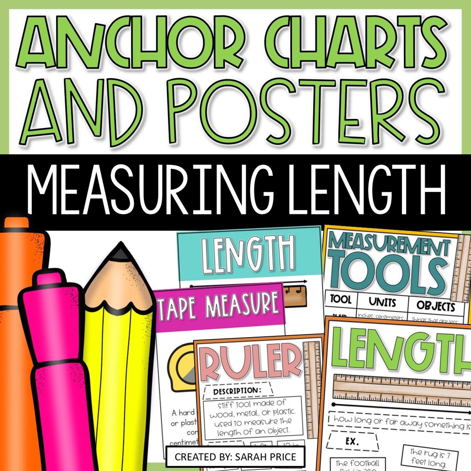 Measurement Length Anchor Charts and Nonstandard and Standard Posters ...
