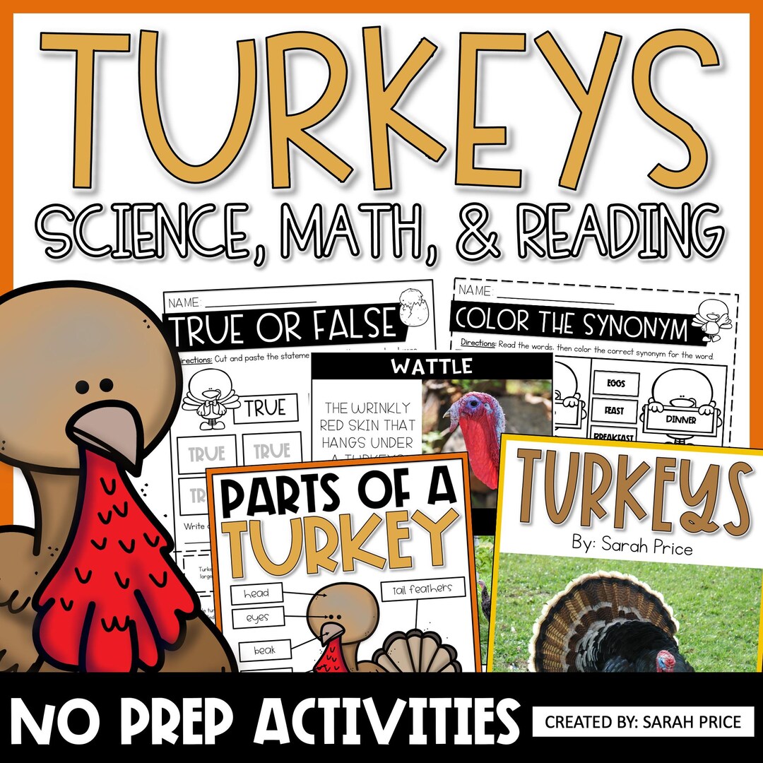 All About Turkeys | November Science, Math, & ELA Worksheets for 2nd ...