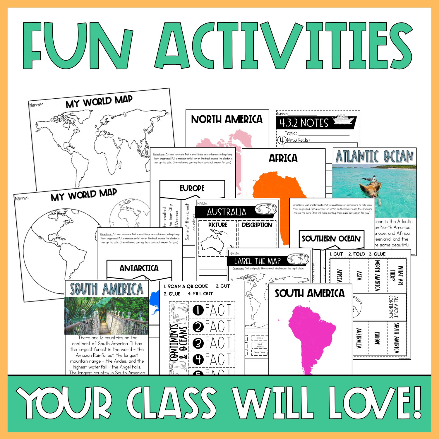 Continents and Oceans Activities Teaching the 7 Continents and 5 Oceans ...