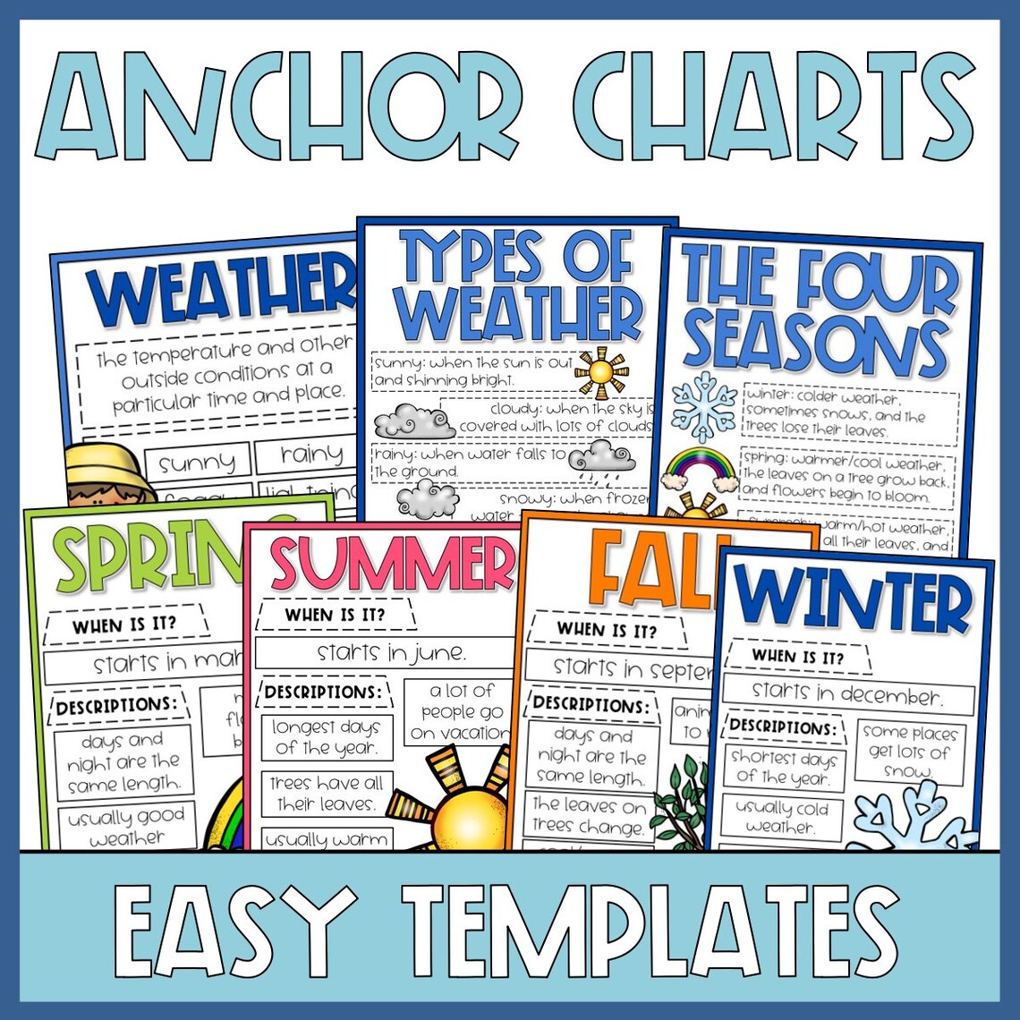 Types of Weather & Four Seasons Activities 2nd and 3rd Grade Earth ...