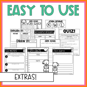 Founding Fathers John Adams Biography Activities and History Worksheets ...