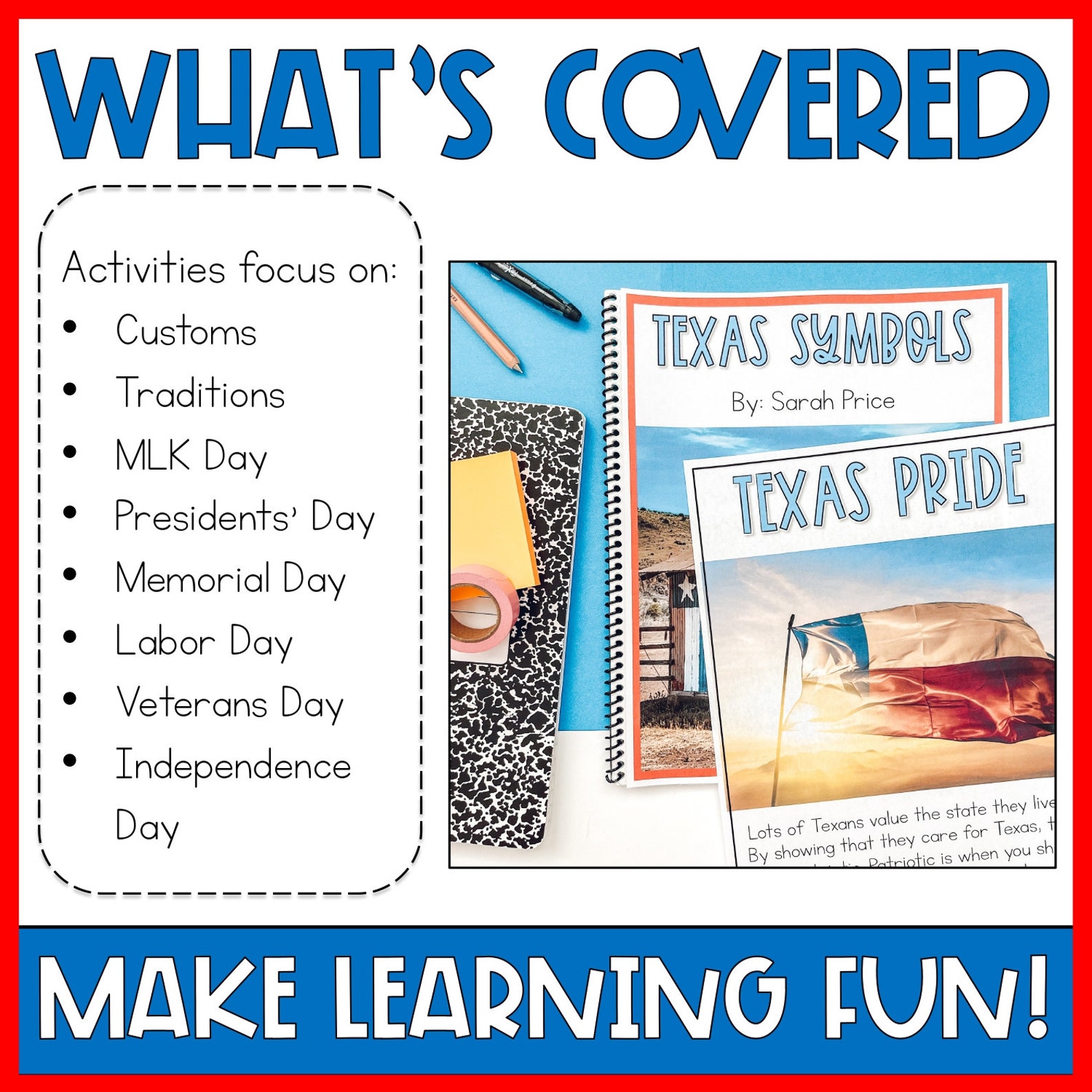 Texas Symbols Activities, Worksheets Lessons - 1st & 2nd Grade Social ...