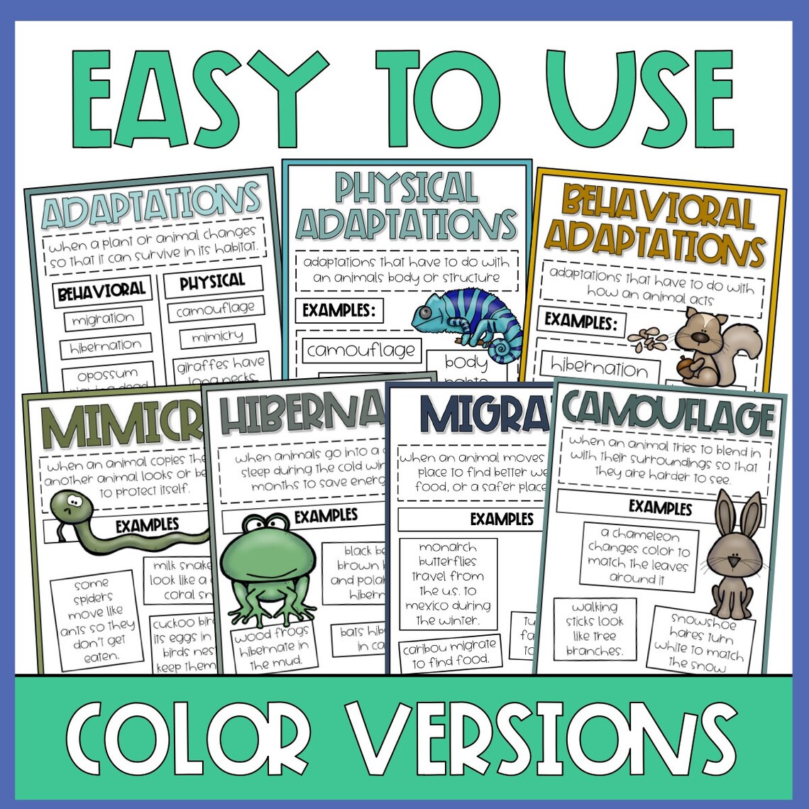 Animal Adaptations Science Anchor Charts and Life Science Posters for ...
