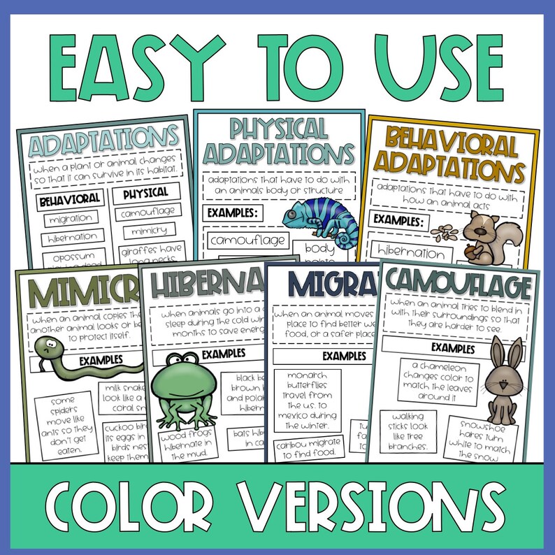 Animal Adaptations Science Anchor Charts and Life Science Posters for ...