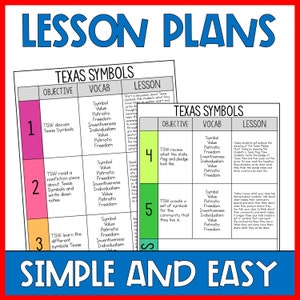 Texas Symbols Activities, Worksheets Lessons - 1st & 2nd Grade Social ...