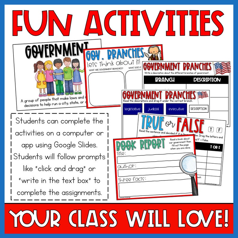 Branches of Government Digital Activities - 2nd, 3rd & 4th Grade Social ...