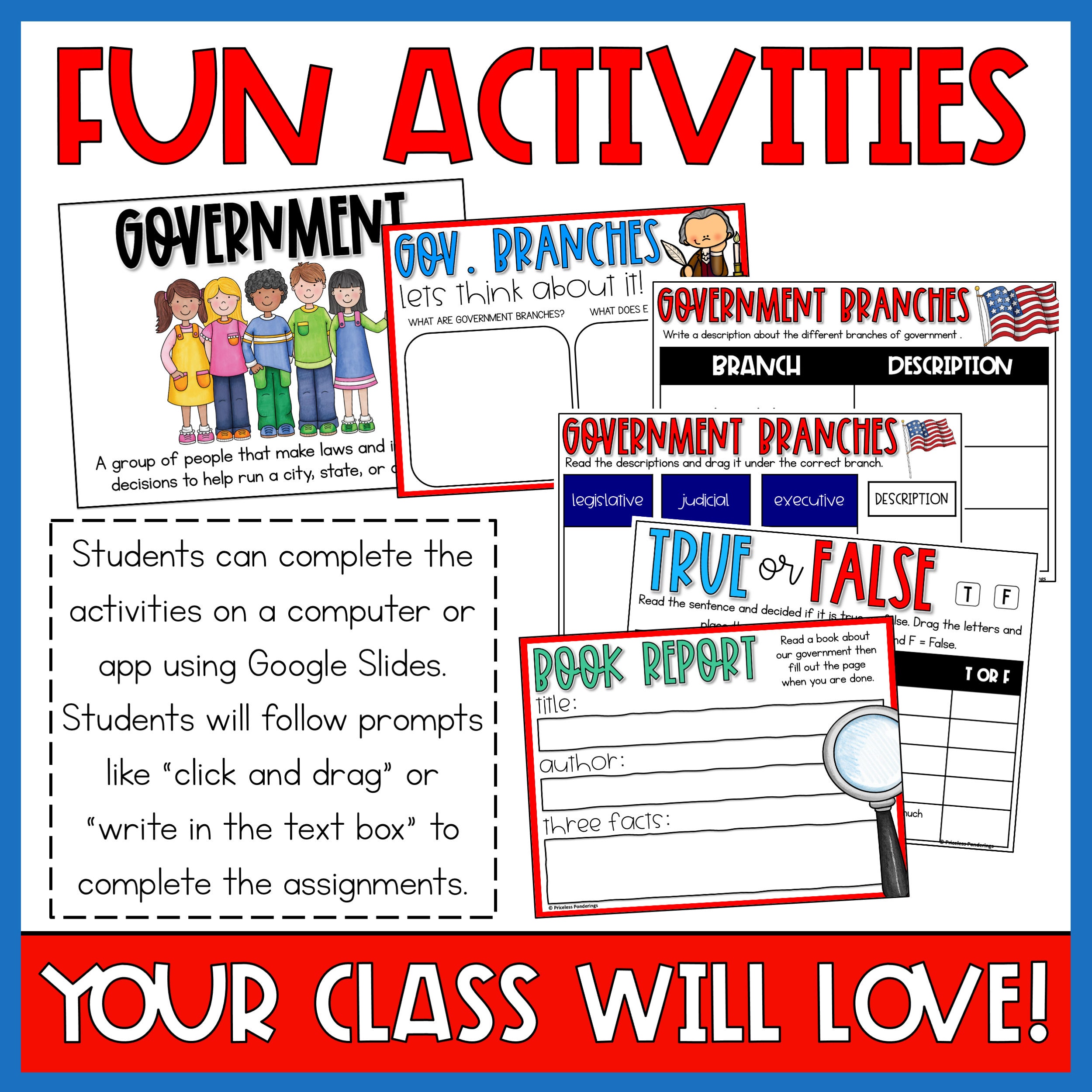 Branches of Government Digital Activities - 2nd, 3rd & 4th Grade Social ...