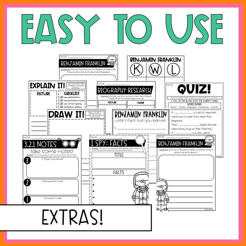 Benjamin Franklin Biography and Timeline Activities - Etsy