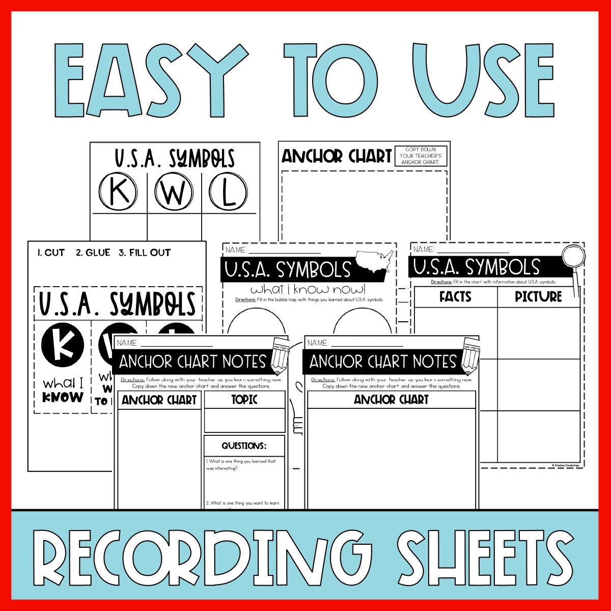 U.S. Symbols and United States Anchor Charts and Social Studies Posters ...