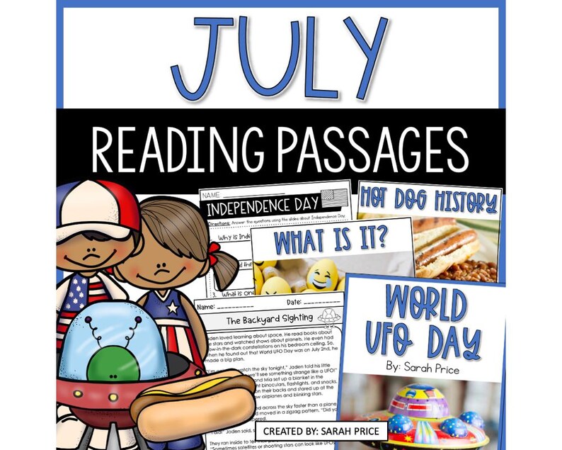 Summer Reading Comprehension Passages for Kids | July Worksheets | 2nd ...