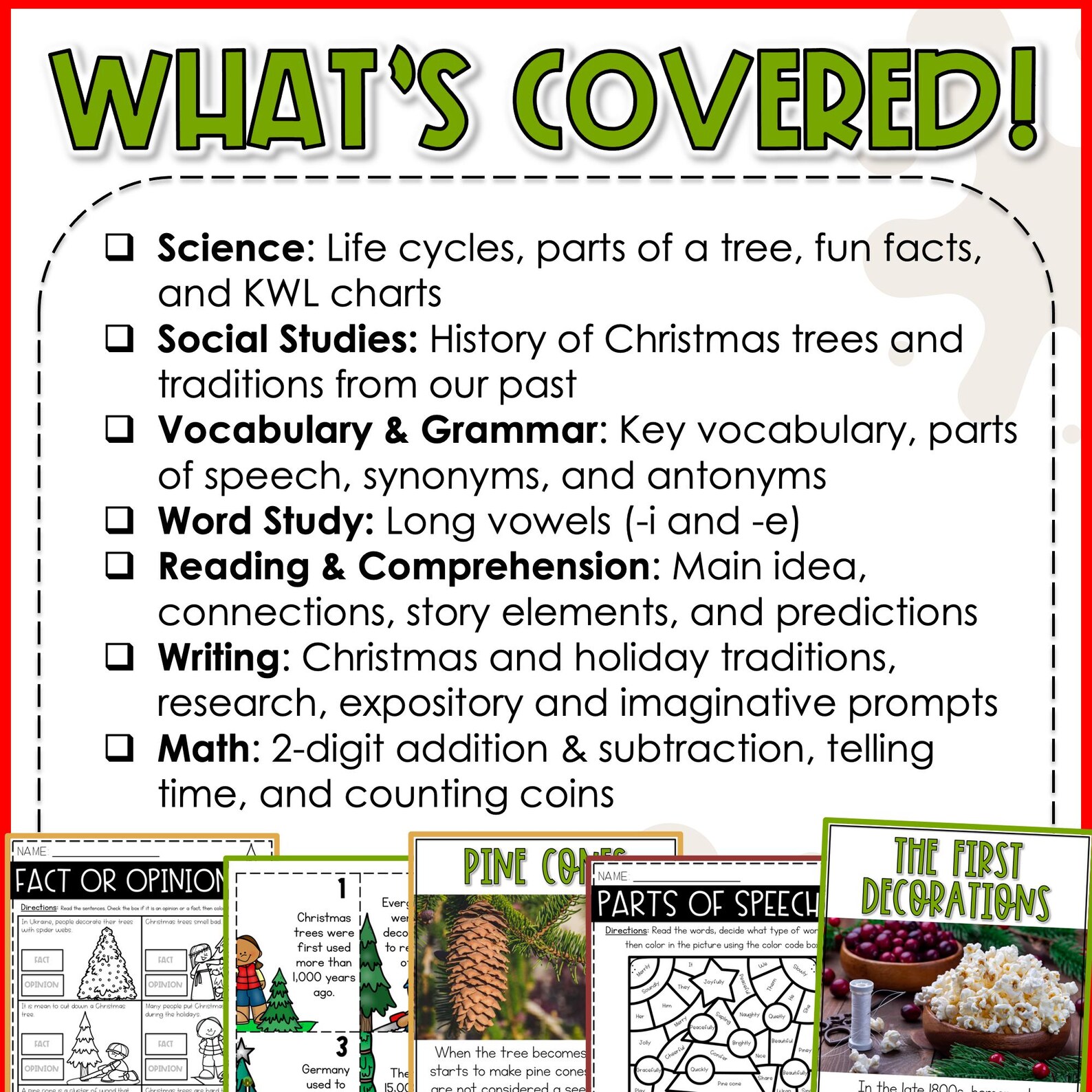 Christmas Tree Worksheets - December Activities | Science, Social ...