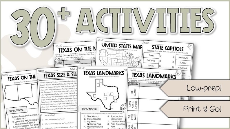 Texas Cities and Landmarks Unit | 4th Grade Texas History Worksheets ...