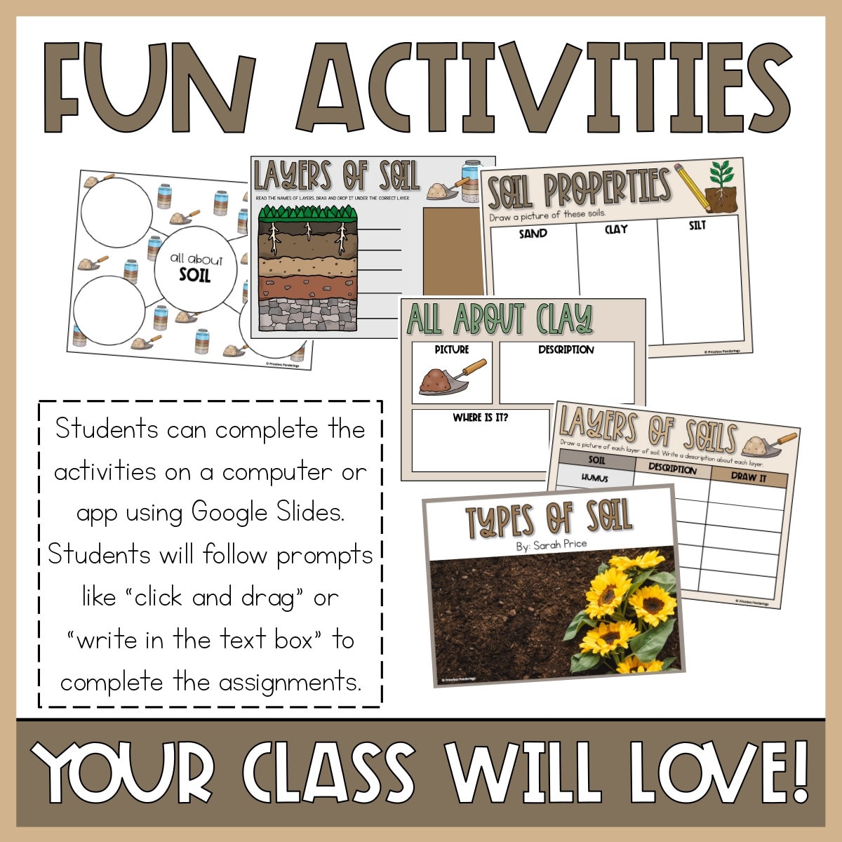 2nd 3rd Grade Earth Science - Types of Soil Digital Activities - Etsy