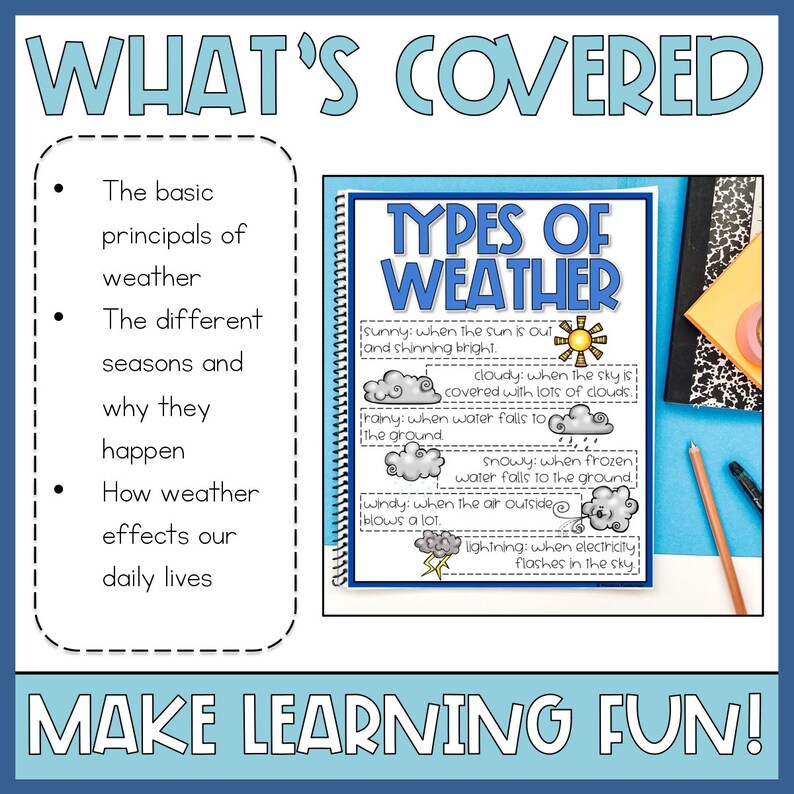 Types of Weather & Four Seasons Activities - 2nd and 3rd Grade Earth ...