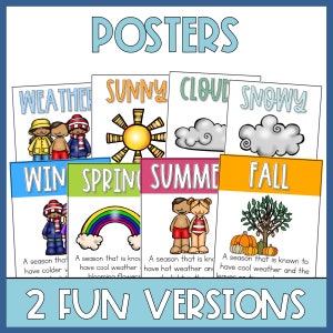 Types of Weather Four Seasons Anchor Charts - 2nd & 3rd Grade Science ...