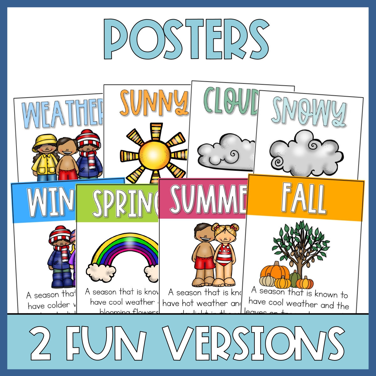 Types of Weather Four Seasons Anchor Charts - 2nd & 3rd Grade Science ...