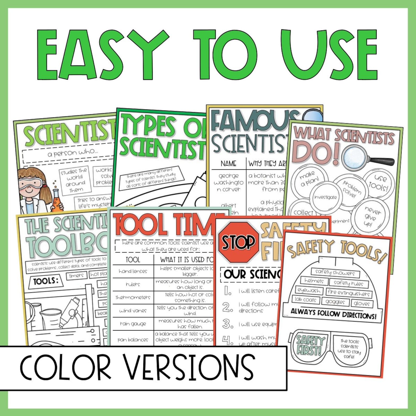 Scientists and Safety Anchor Charts and Science Posters - Etsy