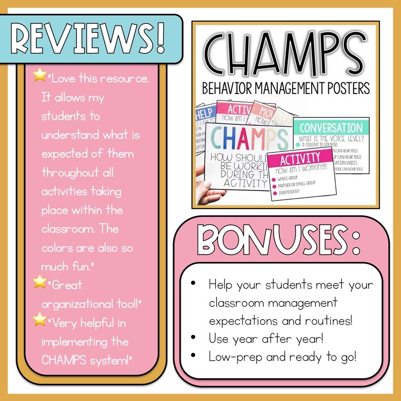 Classroom Management CHAMPS Posters - Etsy