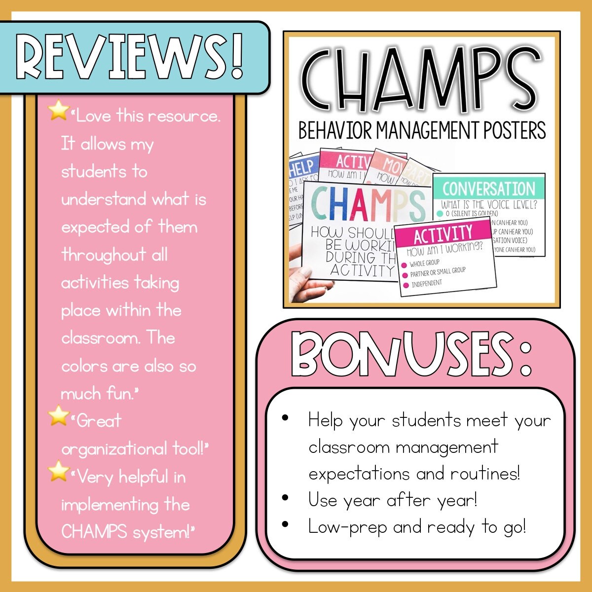 Classroom Management CHAMPS Posters - Etsy