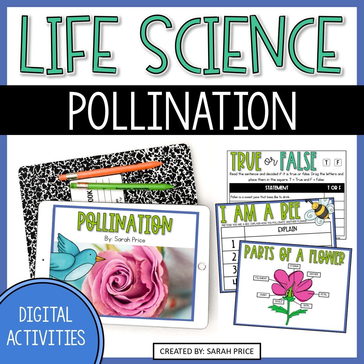 2nd & 3rd Grade Life Science - Pollination Digital Activities for ...
