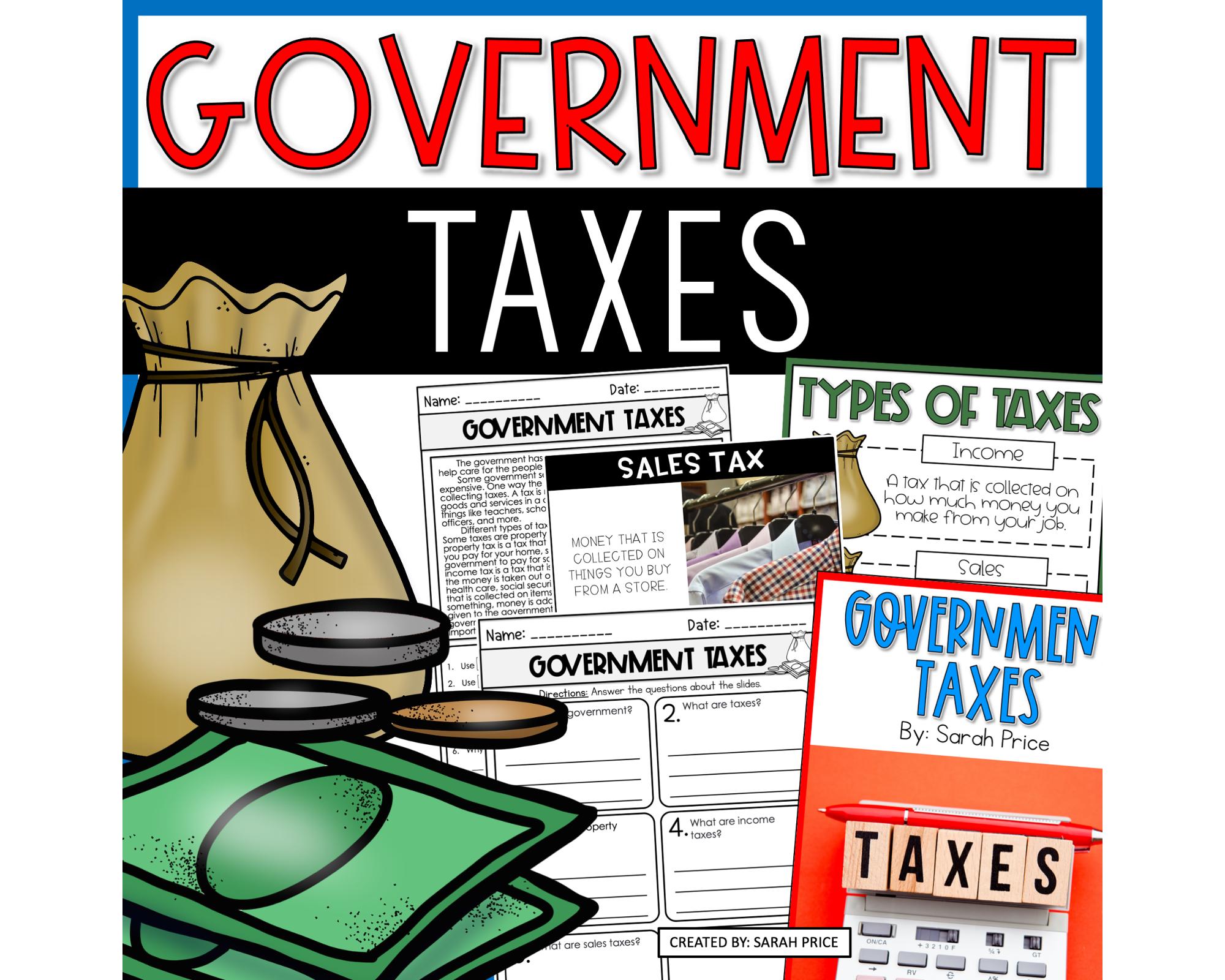 Taxes Activities for Elementary | Government Activities | Social ...
